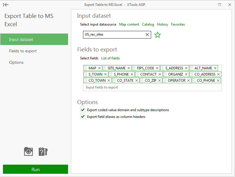 XTools Pro Help - Table to Excel