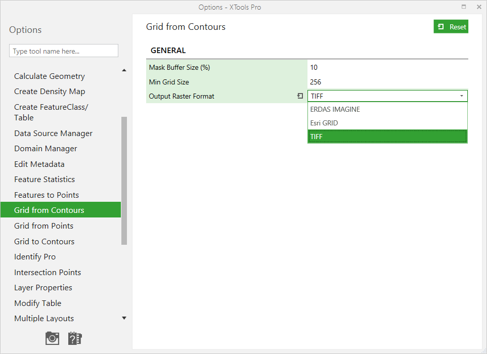 XTools Pro Help - Customizing "Grid from Contours" tool