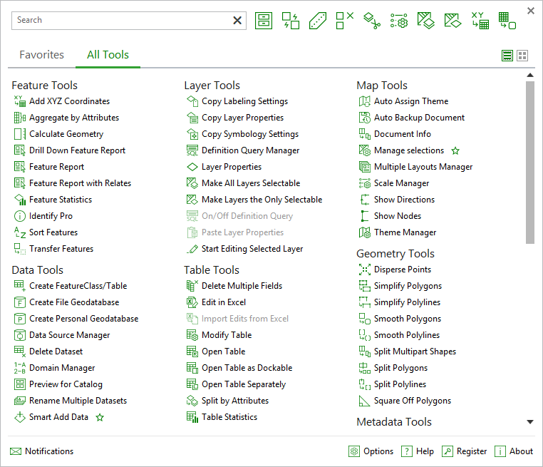 XTools Pro Help - New toolbar menu