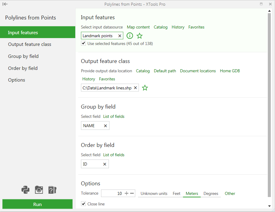 XTools Pro Help - Polylines from Points